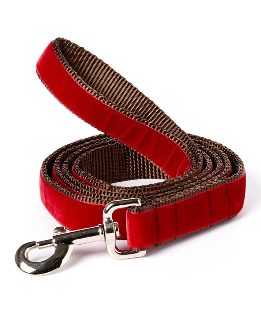 Red Swiss Velvet Leash - 'Holly'