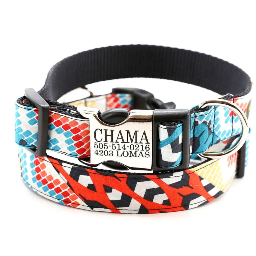Feather & Bead Southwestern Designer Dog Collar - 'Chama'