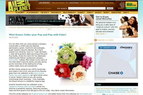 Mimi Green - Press Release | Designer Dog Clothes & Accessories