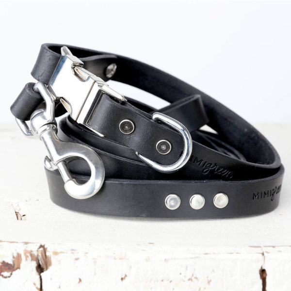 Black Leather Dog Collar – Side-Release Buckle Style