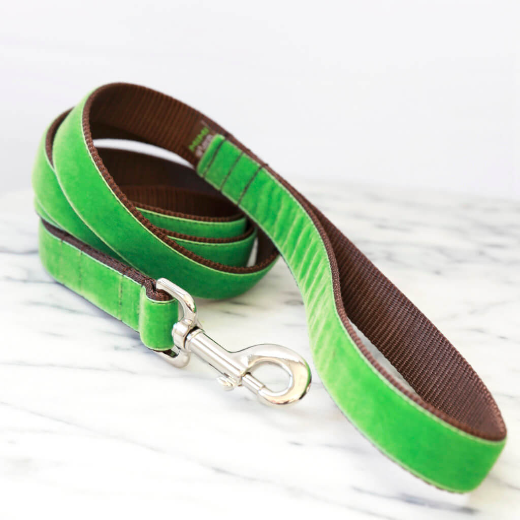 Mimi Green Dog Leash - All Velvet Styles | Handmade