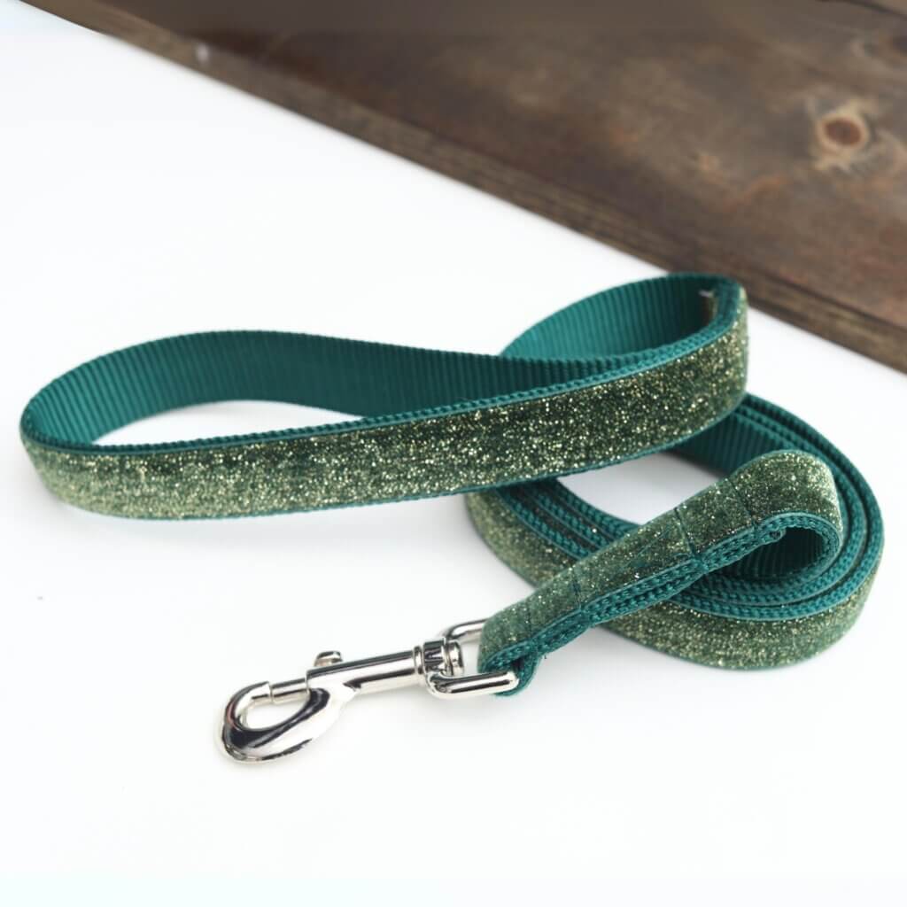 Mimi Green Dog Leash - All Velvet Styles