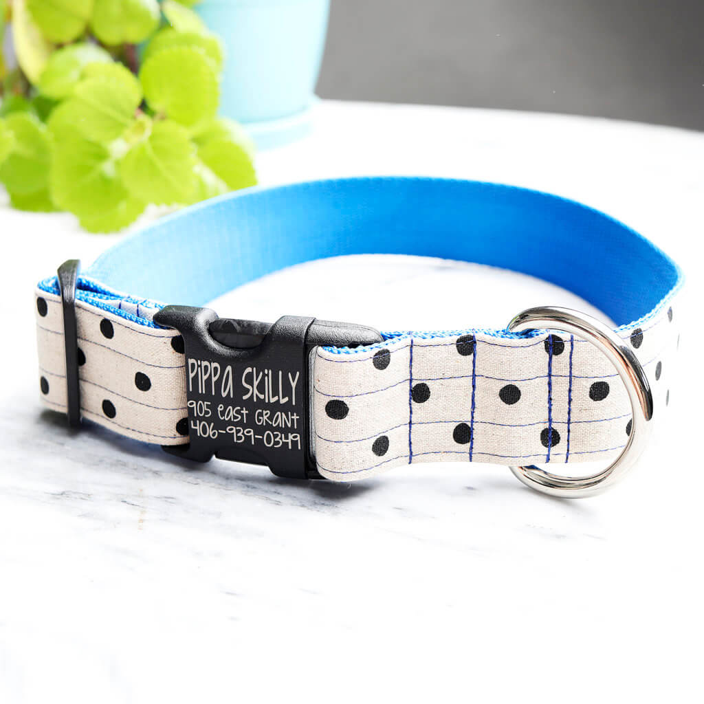 1.5 Inch Wide Personalized Canvas Dog Collar - Rifle Paper Co