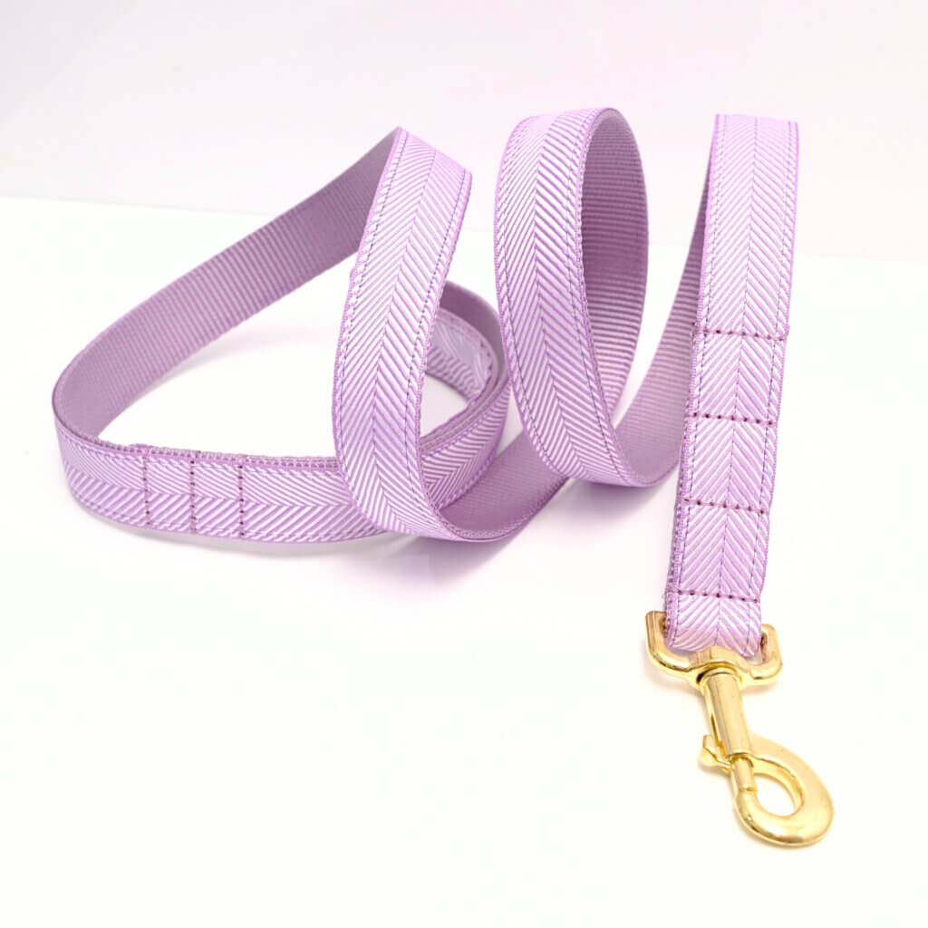 Herringbone Ribbon Dog Leash - 15 Colors