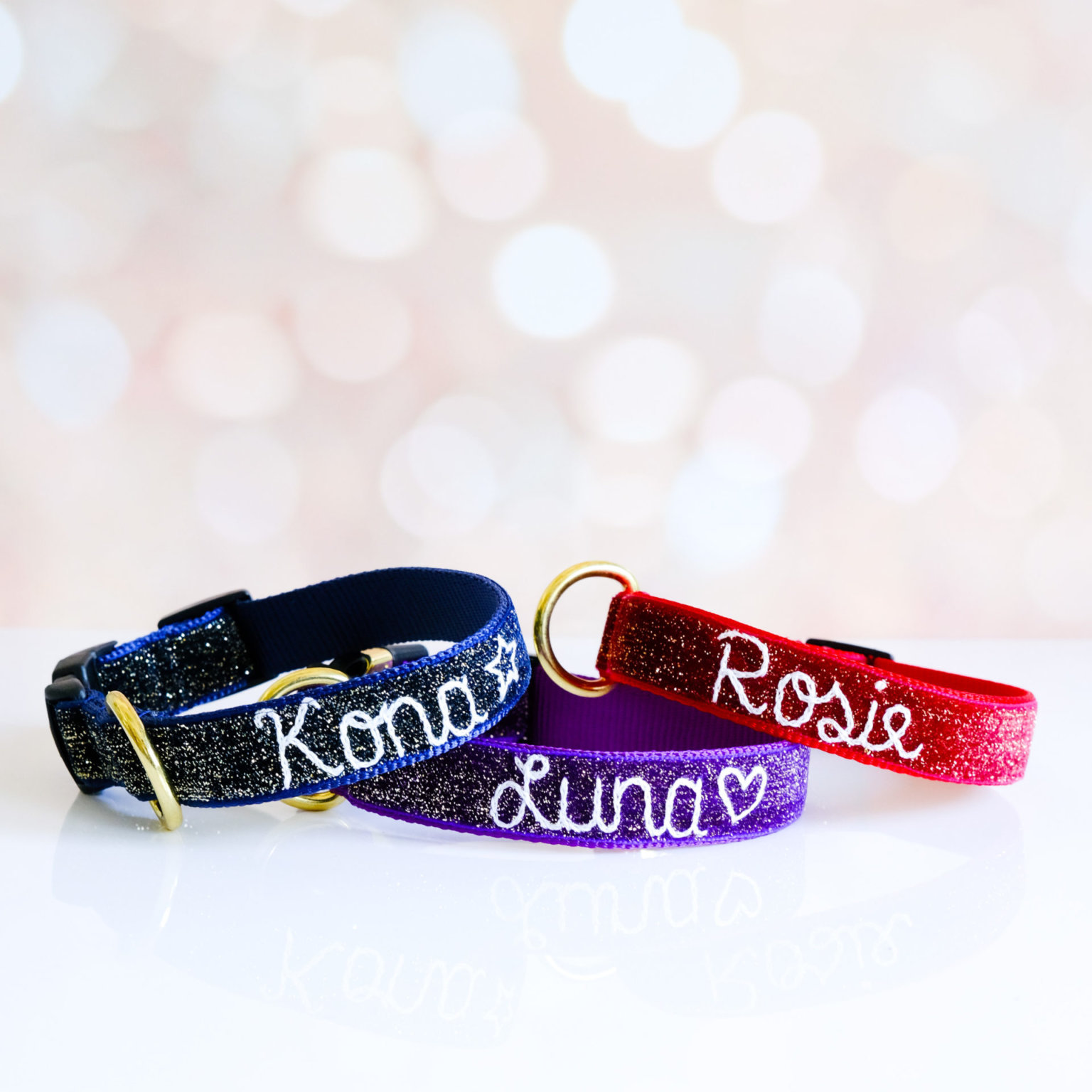 Custom Embroidered Dog Collar | Velvet | Sizes & Colors