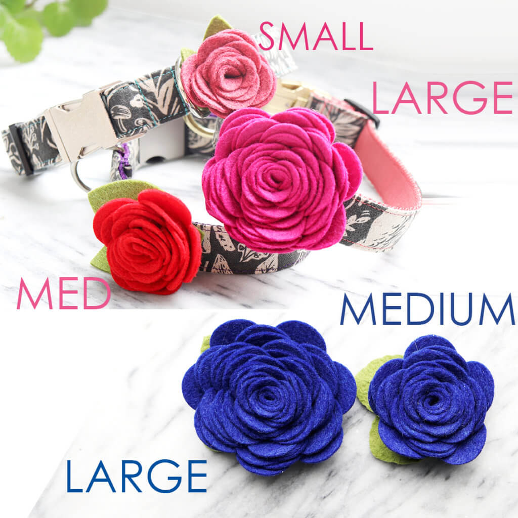 Dog Collar Rose Flower -- 25 Colors! -- Handmade in the USA