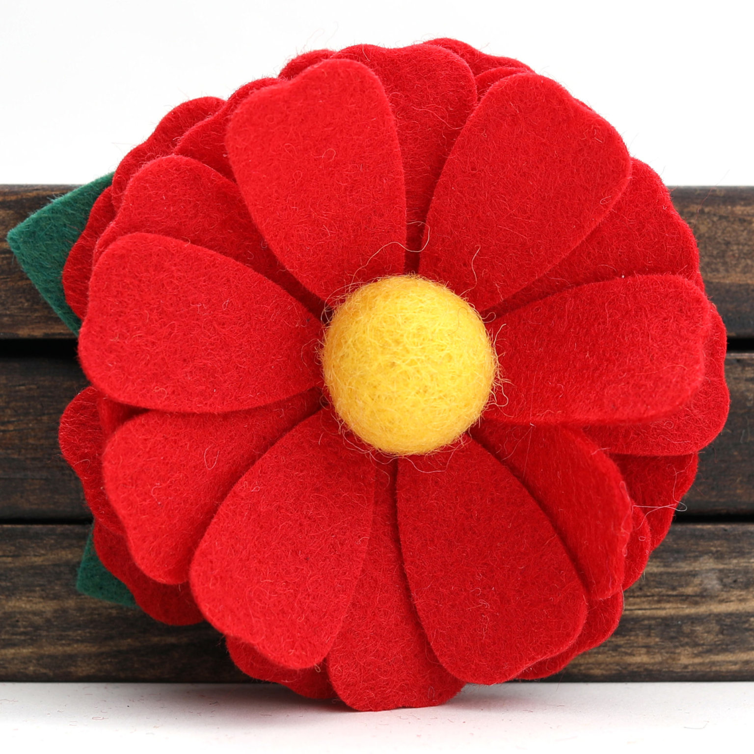 Dog Collar Daisy Flower - Red -- Handmade in the USA