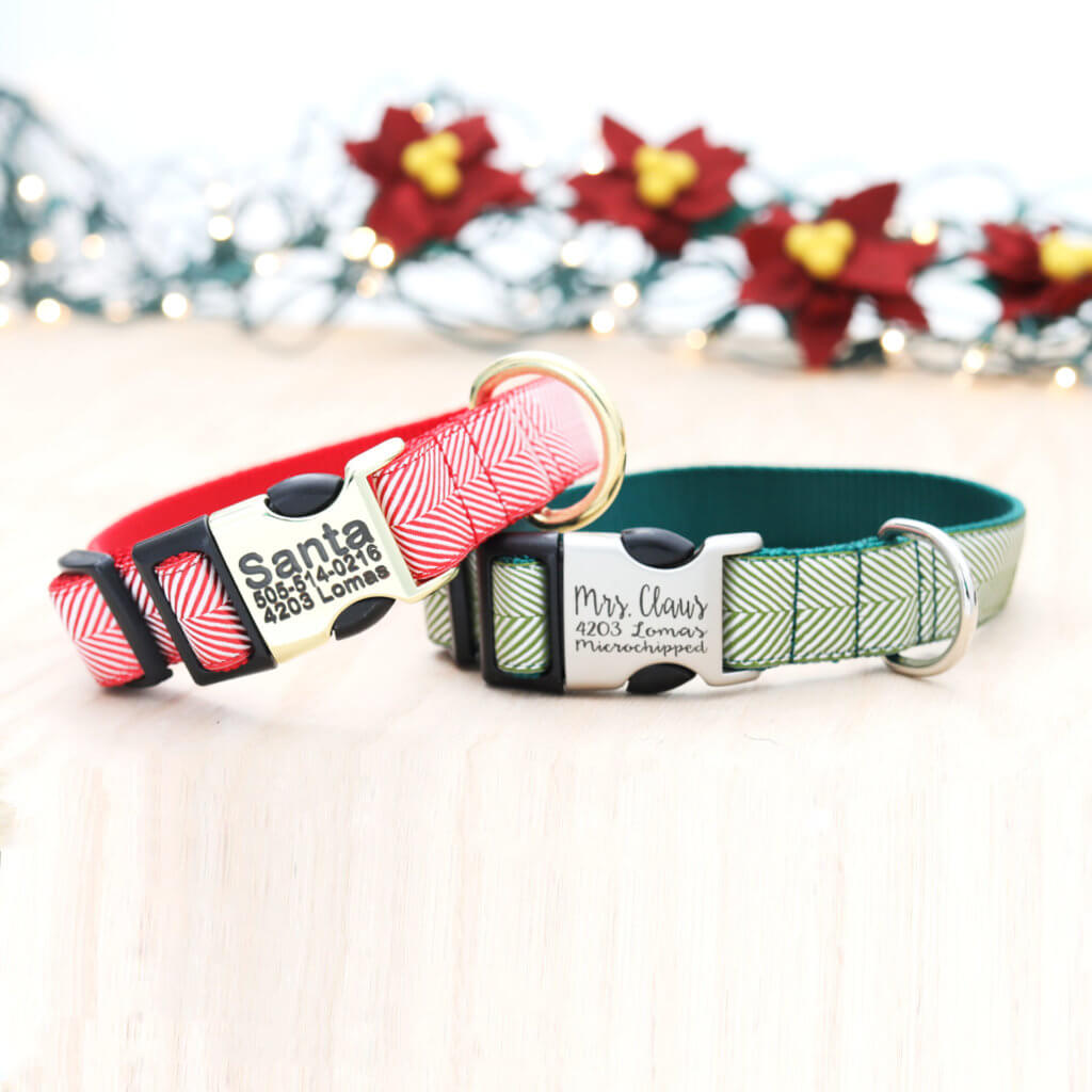Christmas Holiday Dog Collar - Personalized & Handmade in the USA