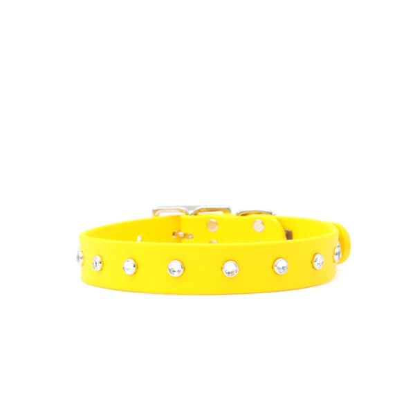 Waterproof Gemstone Dog Collar with Clear Gems - Coco