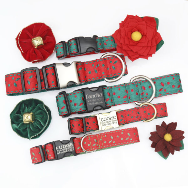 Holiday Dog Collar - Eve Lace Ribbon (Red and Green)