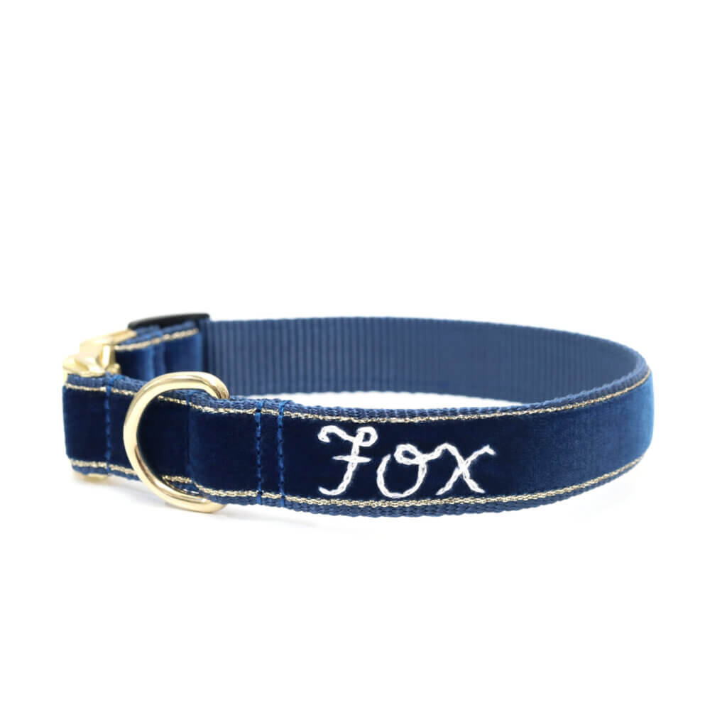 Hand Embroidered Dog Collar with Name | Holiday Dog Gift