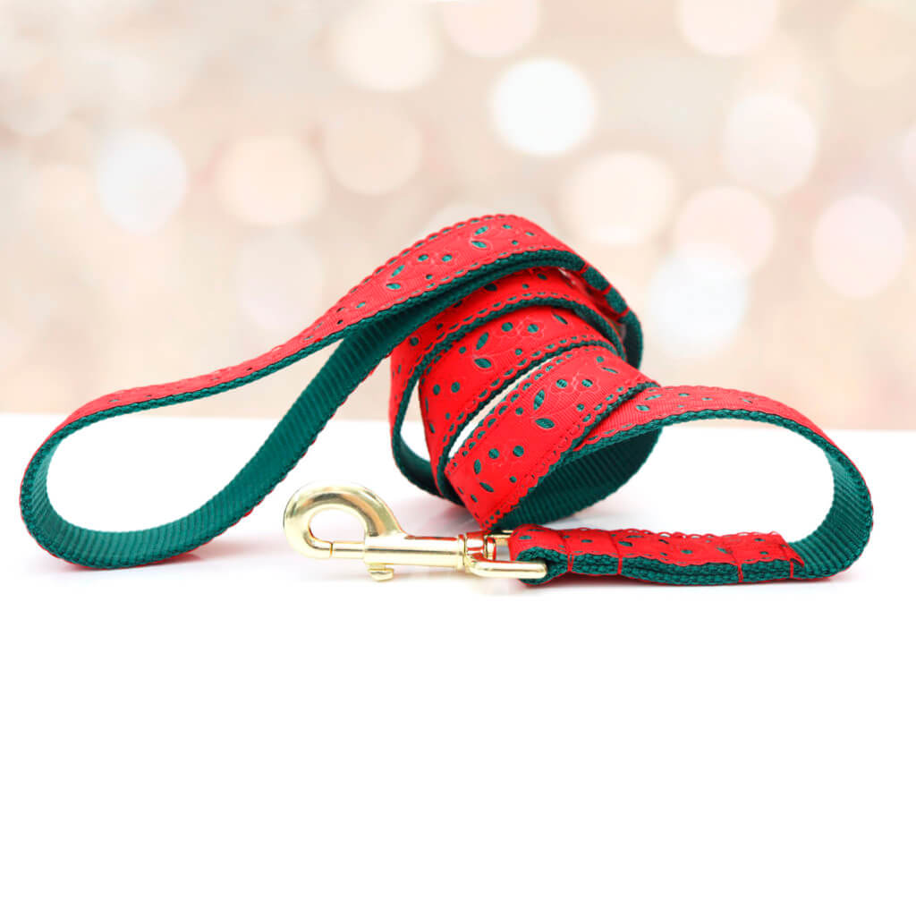 Holiday Dog Collar - Eve Lace Ribbon (Red and Green)