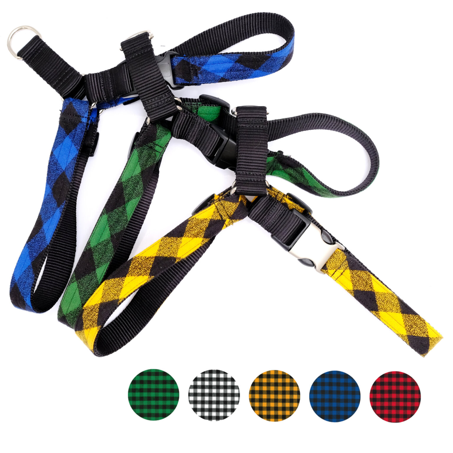 Flannel Easy On Dog Harnesses - Buffalo Plaid - 5 Colors