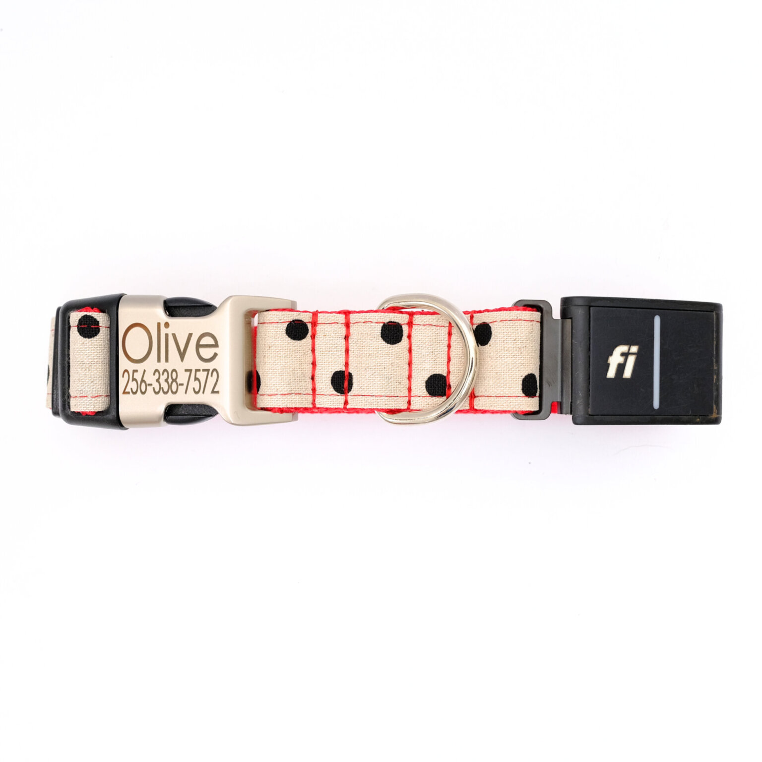 Dottie Canvas Fi Compatible Dog Collar | Polka Dot