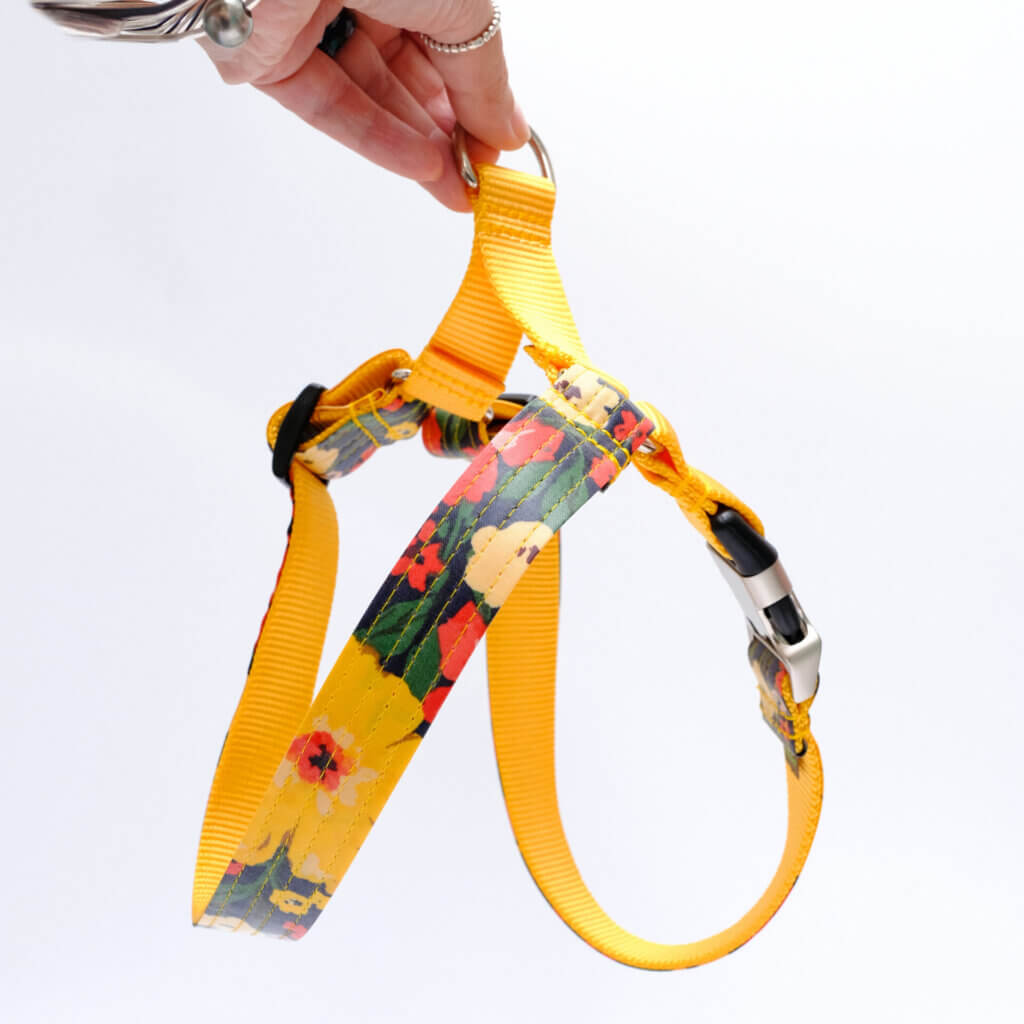 Easy On Laminated Cotton Dog Harness - Meadow Floral | Custom