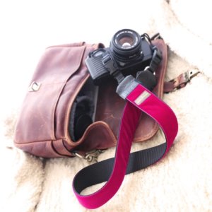 'Bettie' Fuchsia Pink Velvet Camera Strap