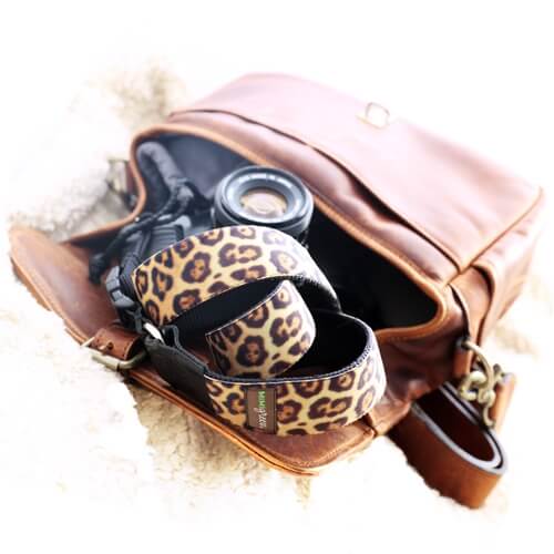 'Susie' Leopard Velvet Camera Strap